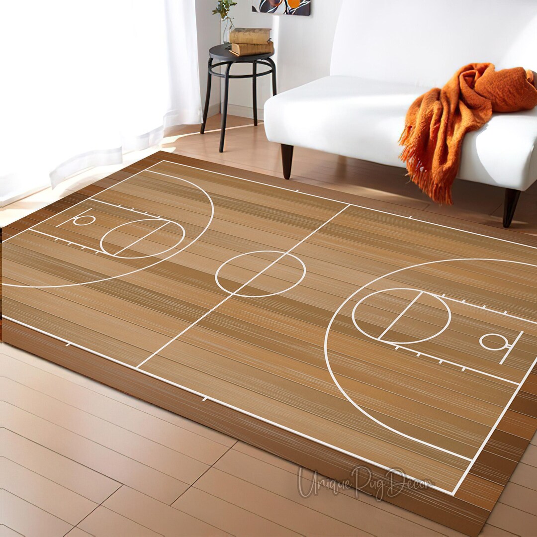 Basketball Court Rug, Cool Sneaker Mat, Playroom Carpet, Basketball ...