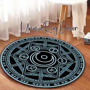 Witchy Magic Summoning Ritual Circle Symbols Printed Nonslip Gothic Mat ...