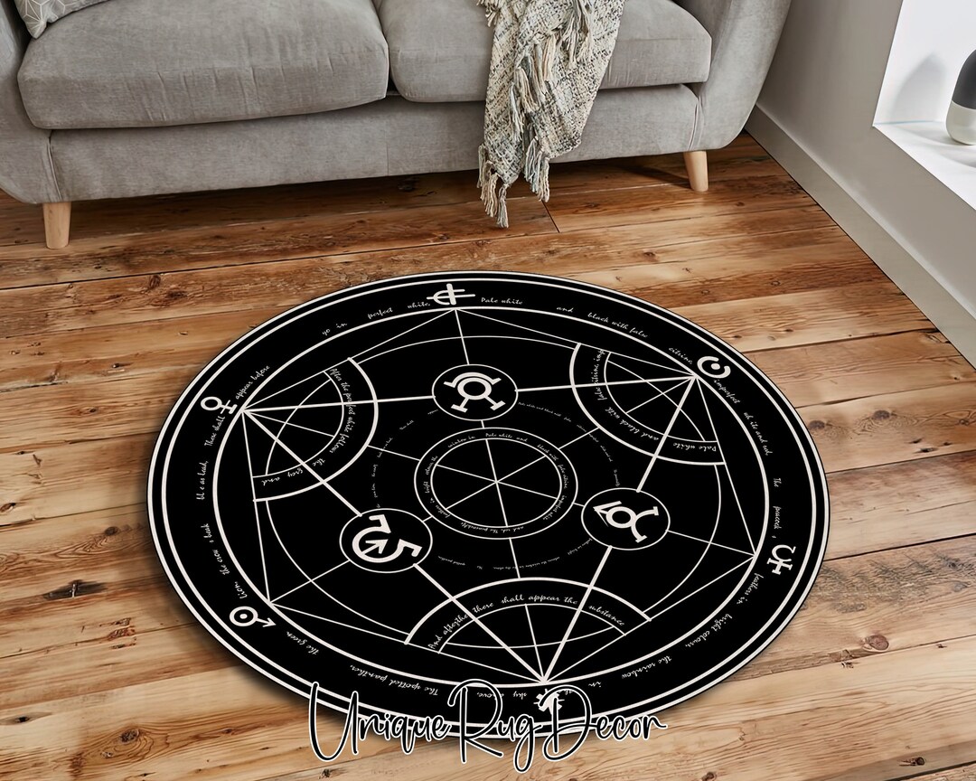Transmutation Summoning Spell Circle Mat, Black and White Fantastic ...