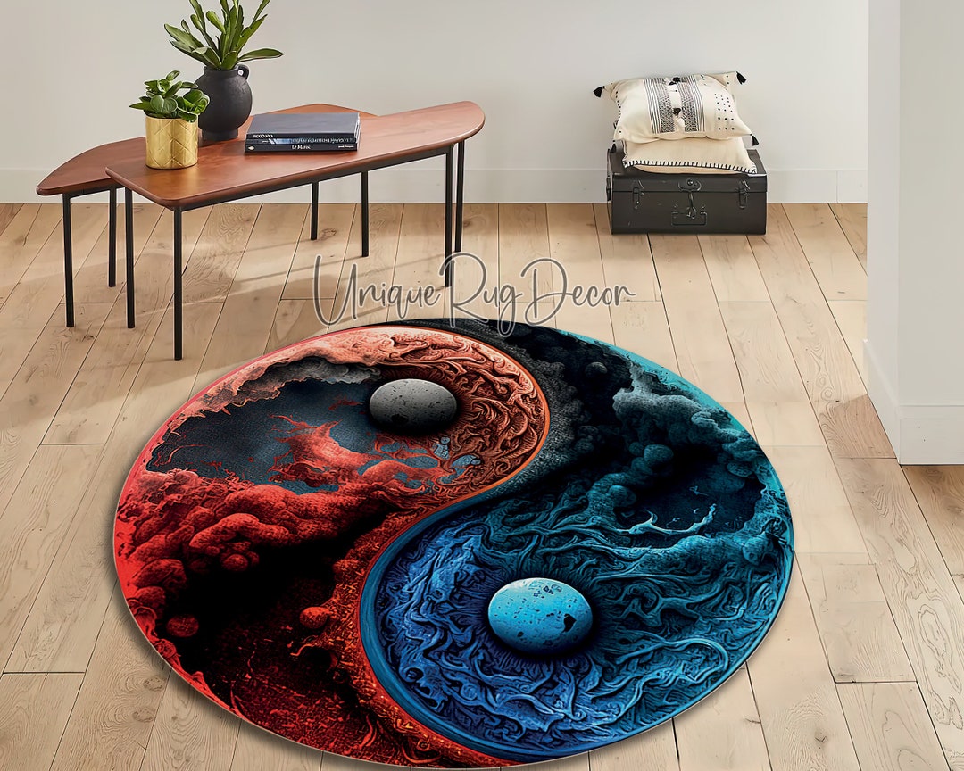 Ying Yang Rug, Yoga Mat, Mediation Carpet, Fire and Water Themed Rug ...