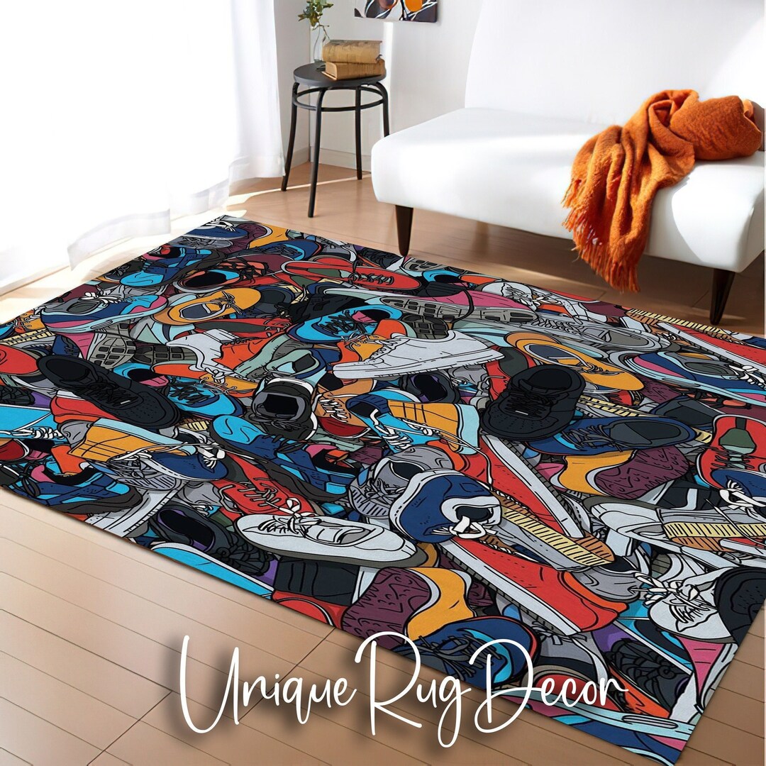 Sneakers Rug, Cool Hypebeast Rug, Sneakerhead Carpet, Cool Sneaker Mat ...