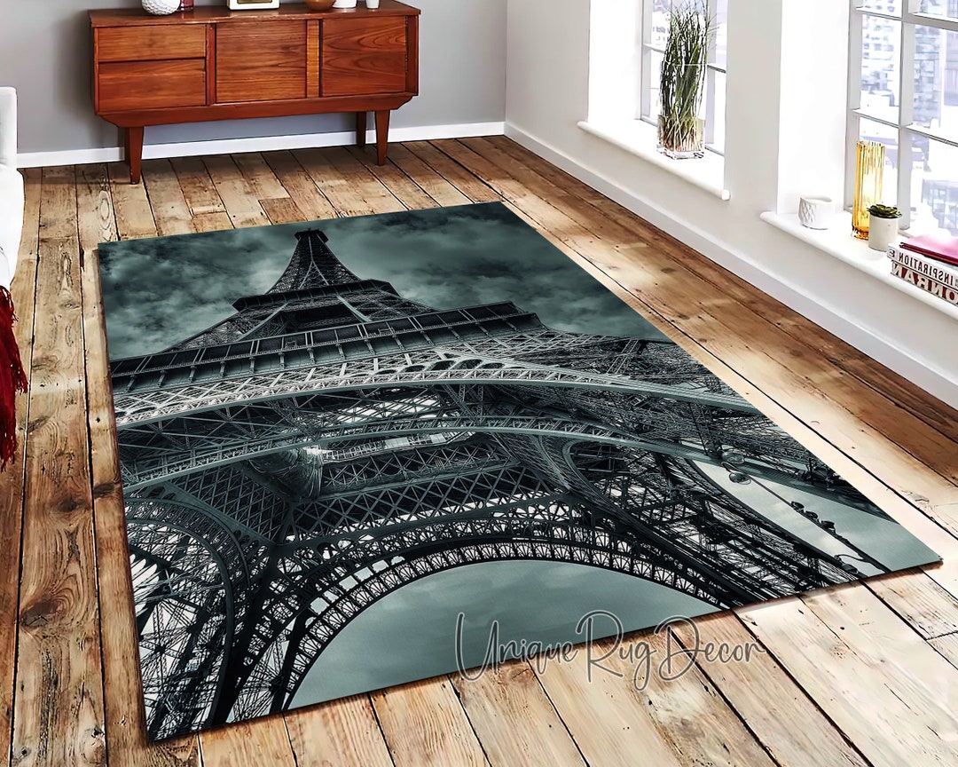 Eiffel Tower Rug, 3D Paris City Carpet, Living Room Mat, Retro Style ...