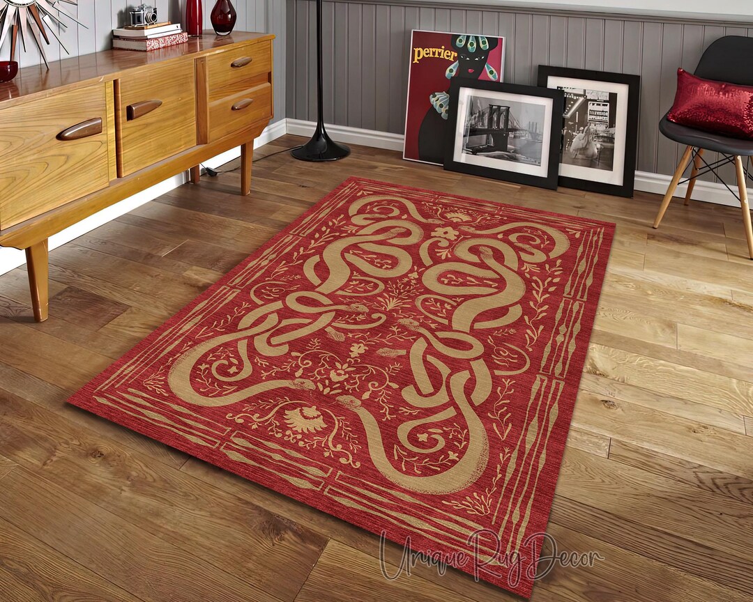 Snake Rug Dark Gothic Red Serpent Design Carpet - Etsy