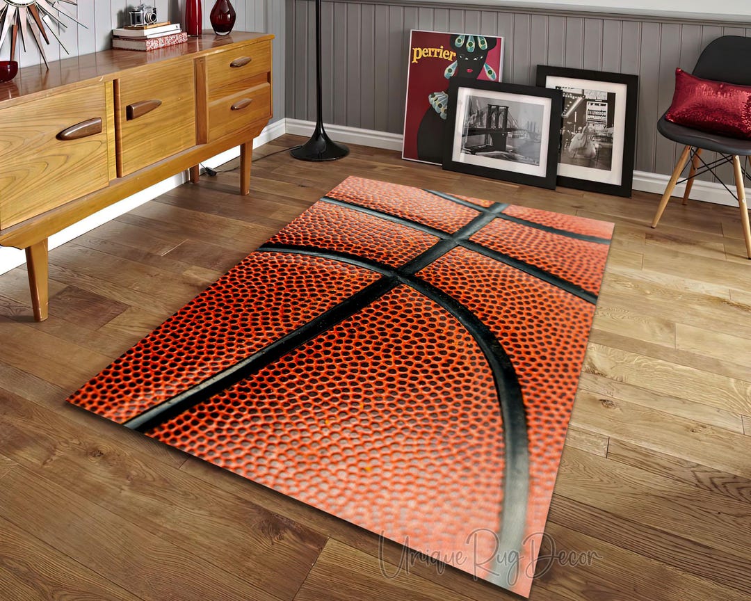 Basketball Rug: Sports Basketball Court Design Carpet, Boys Room Decor ...