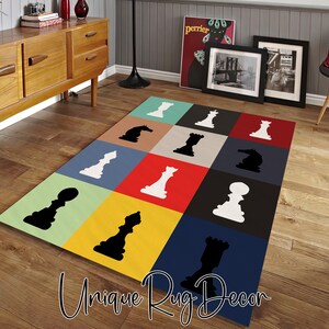 Chess Rug, Board Game Patterned Play Room Decor, Chess Player Room ...