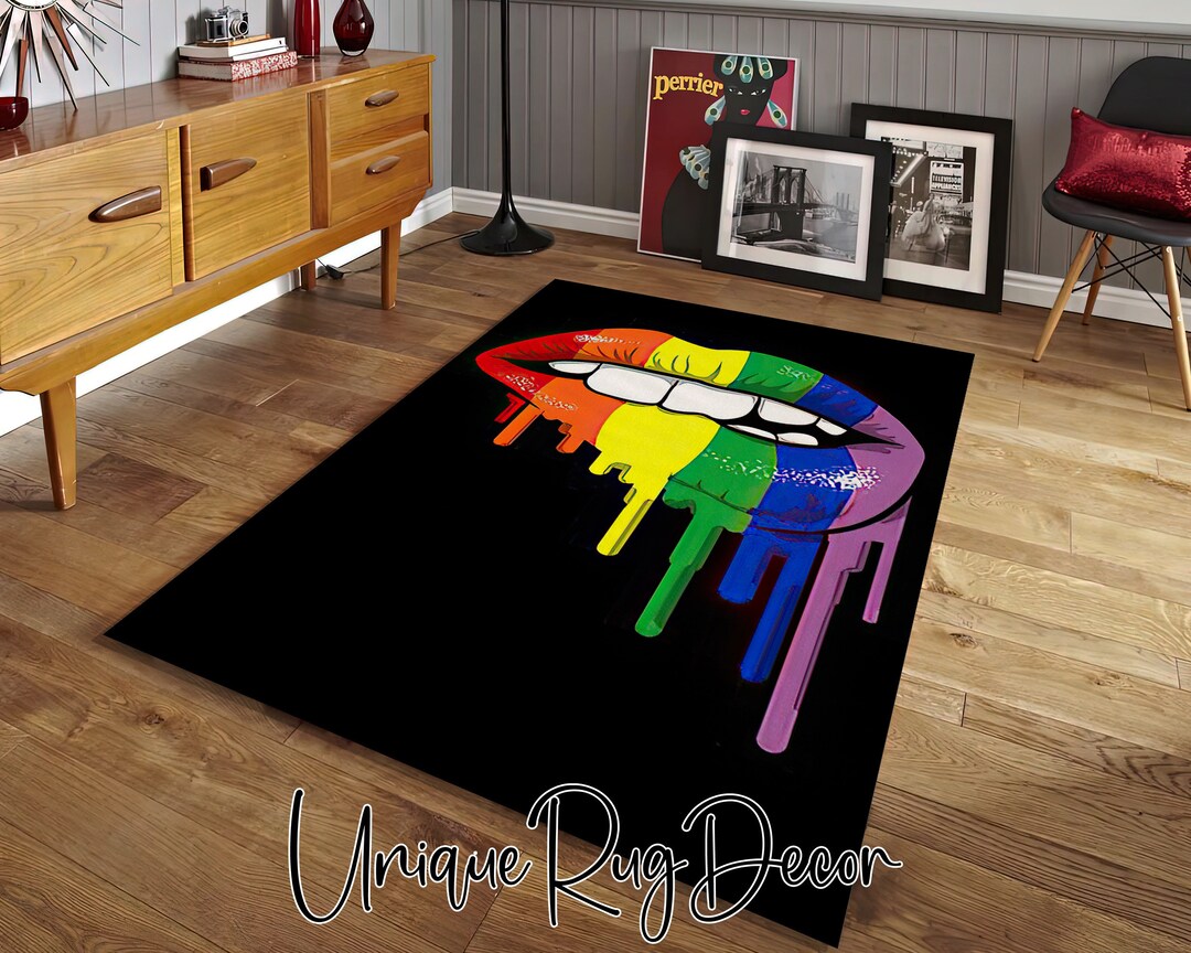 LGBT Rainbow Lip Rug, Non-slip Floor Area Mat, LGBT Home Decor Gift - Etsy