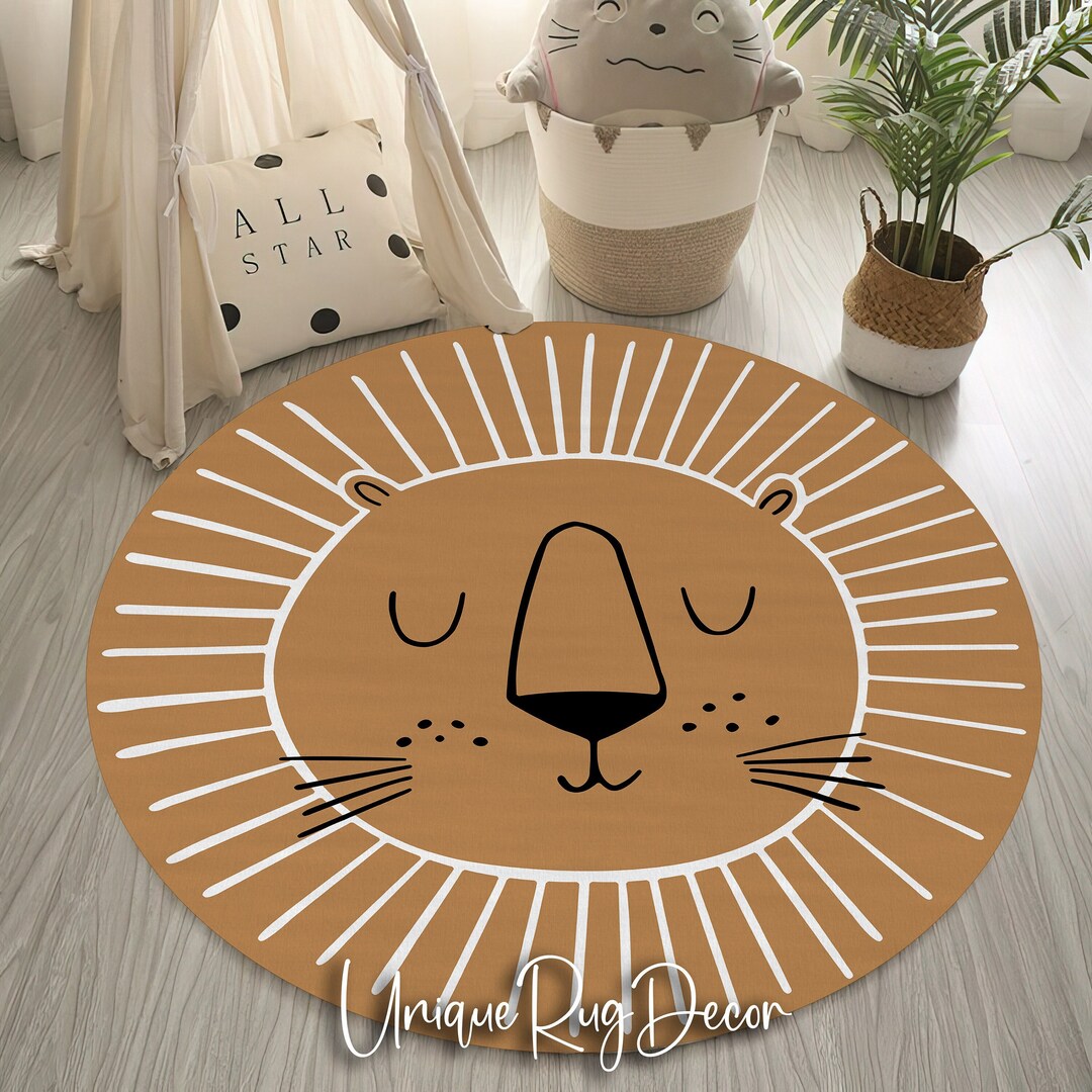 Lion high-quality Area Rug natural