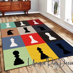 Chess Rug, Board Game Patterned Play Room Decor, Chess Player Room ...