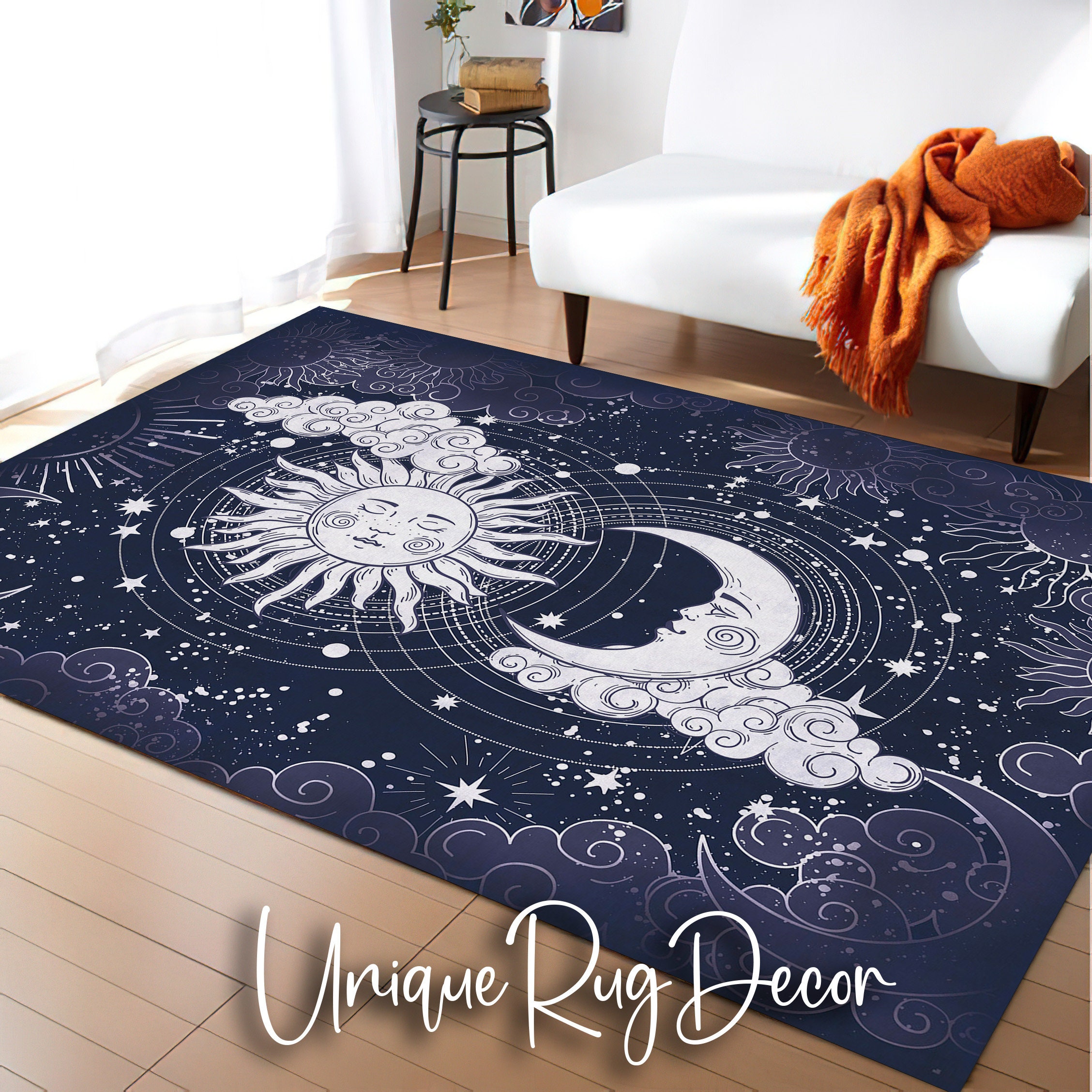 Sun and Moon Celestial Themed Cool Space Rug Astronomy Decor - Etsy