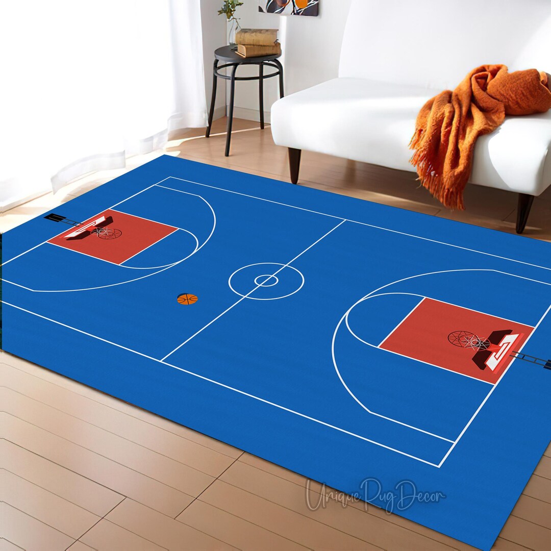 Basketball Court Rug, Playroom Mat, Basketball Lovers Themed Carpet ...