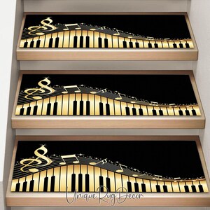 Piano Keyboard Stair Rug, Musical Note Step Mat, Music Art Stair Mat ...