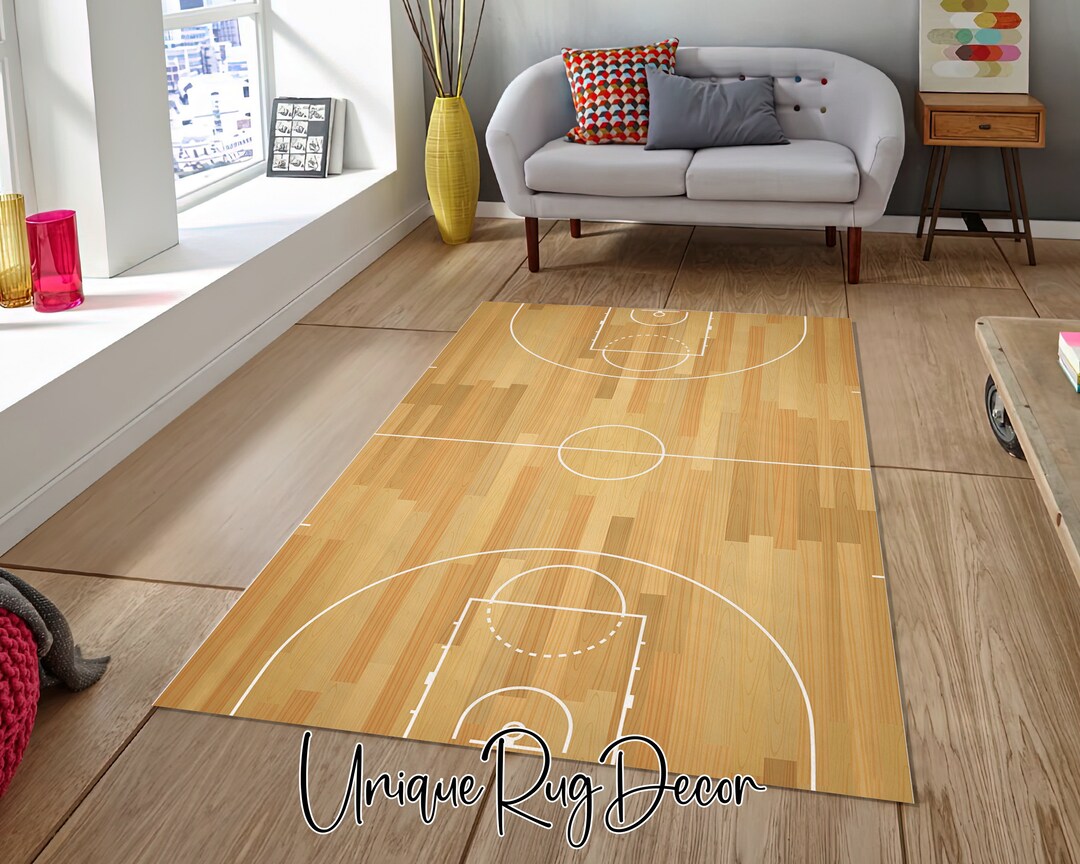 Basketball Court Pattern Cool Sneaker Teenage Room Rug, Sport Mat ...