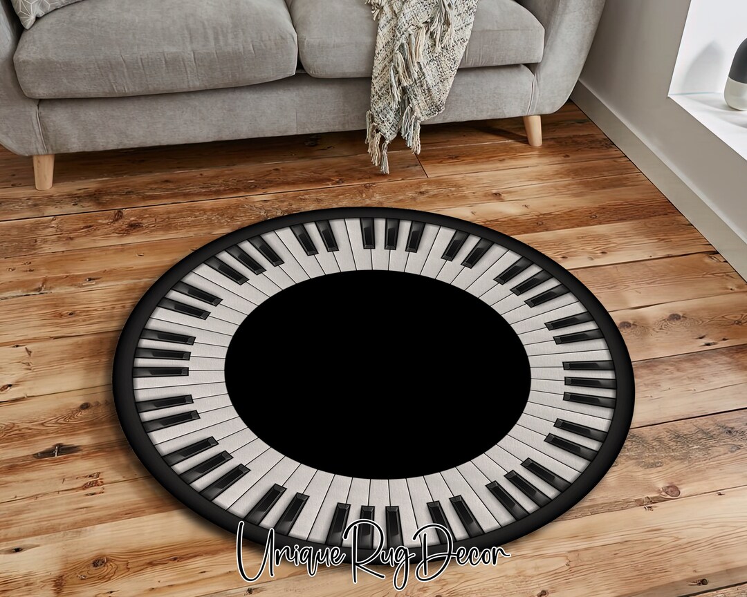Piano Keyboard Themed Decorative Musician Mat, Music Room Carpet, Music ...