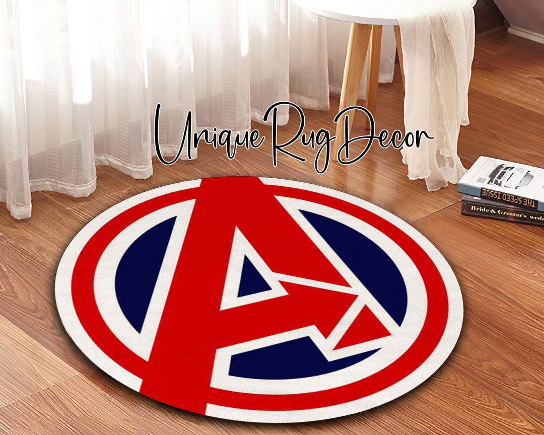 Avengers Logo Printed Non-slip Round Rug, Children Room Carpet, Kids ...