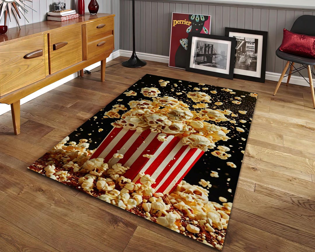 Gothic Skull Popcorn Rug: Horror Halloween Decor - Etsy