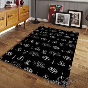 Satan Goat Rug, Gothic Room Carpet, Horror Black Mat, Devil Star Decor ...