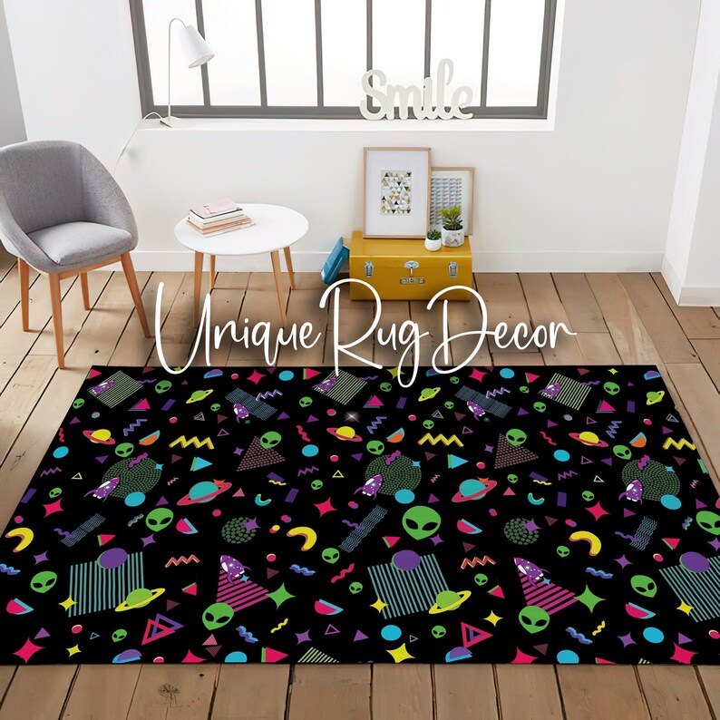 Alien Patterned Arcade Carpet Gamer Room Rug Spacey Decor - Etsy