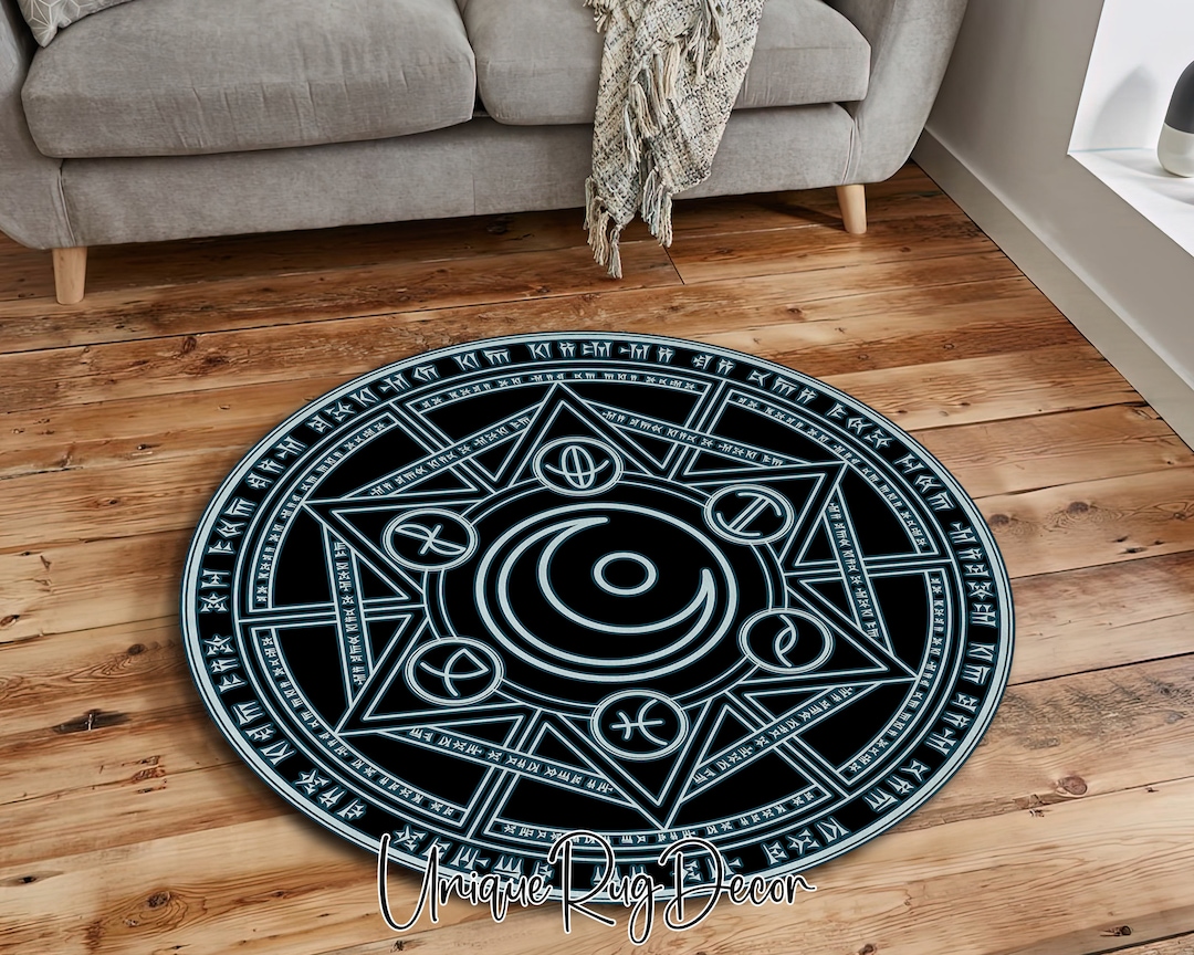 Witchy Magic Summoning Ritual Circle Symbols Printed Nonslip Gothic Mat ...