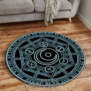 Witchy Magic Summoning Ritual Circle Symbols Printed Nonslip Gothic Mat ...