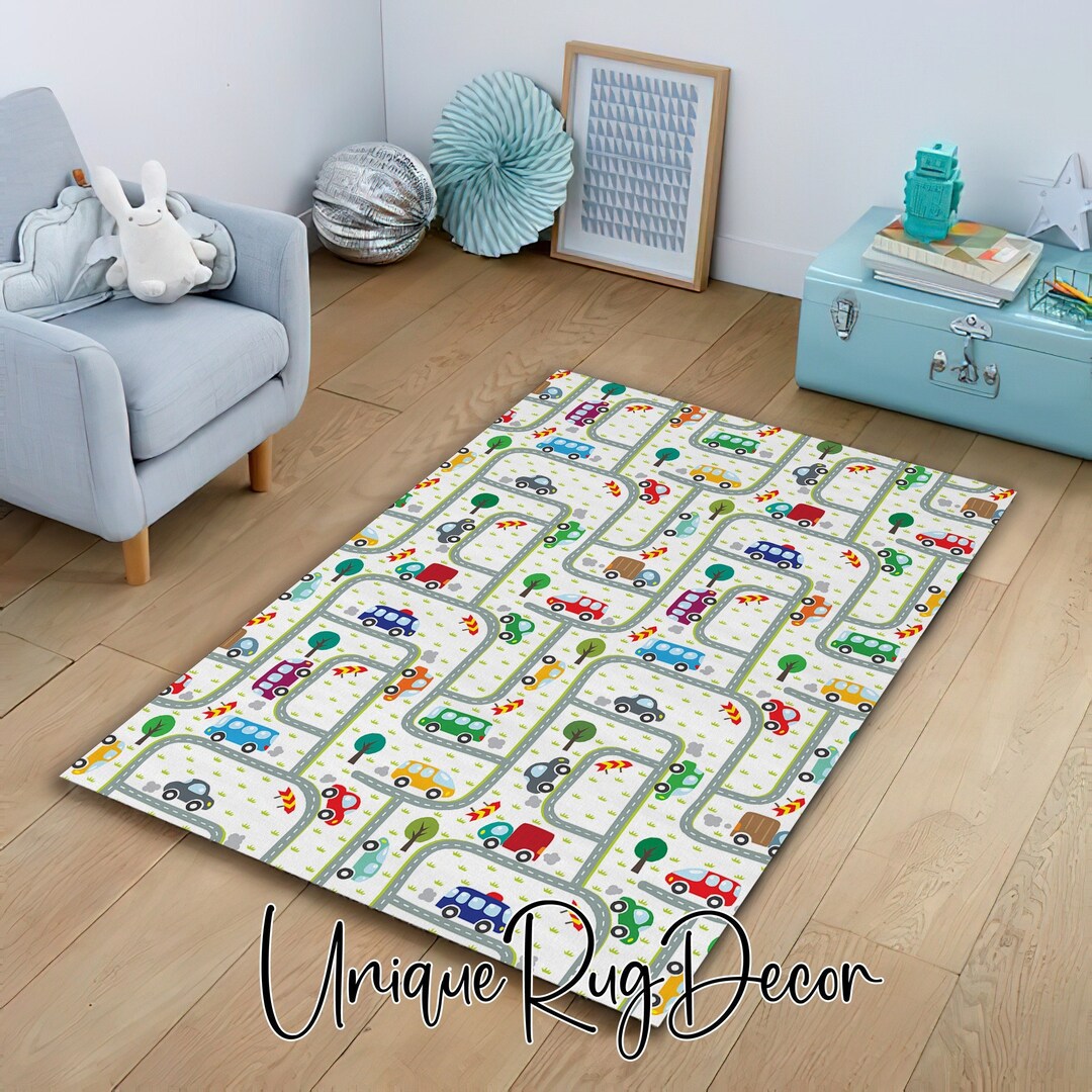 City Road Map Rug for Toddler, Baby Room Carpet, Cute Nursery Decor ...
