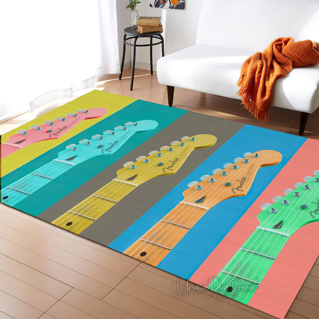 Colorful Guitar Rug, Electric Guitar Carpet Musical Instrument Carpet ...