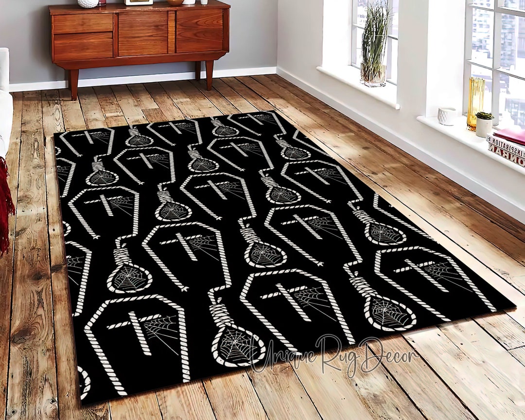 Black Coffin Printed Rug, Sign of the Cross Carpet, Gothic Room Mat ...