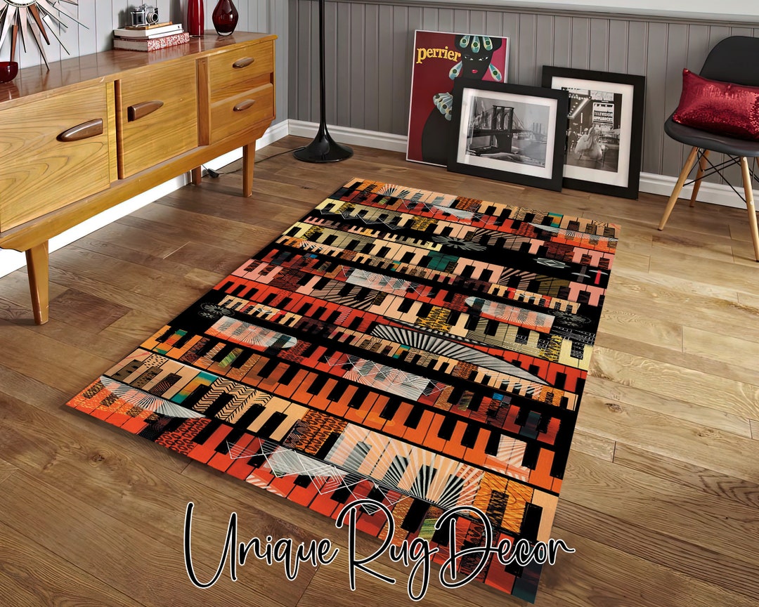 Piano Rug, Keyboard Mat, Colorful Music Room Decor, Musician Room ...