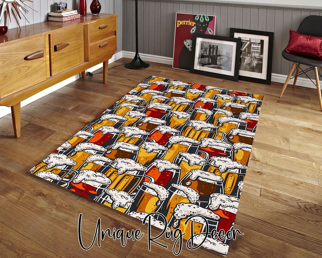 Beer Glass Patterned Decorative Kitchen Dining Room Carpet, Cool Bar ...