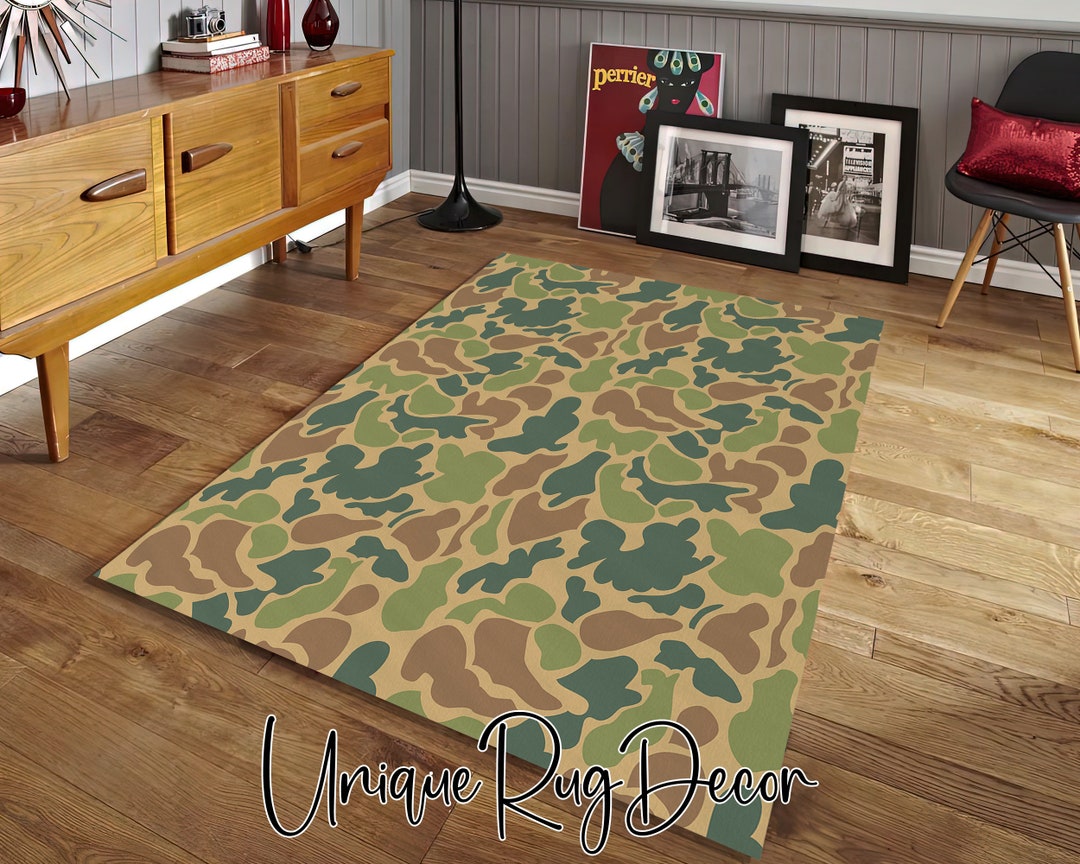 Camouflage Themed Army Style Non-slip Area Rug, Navy Rug, Soldier Room ...