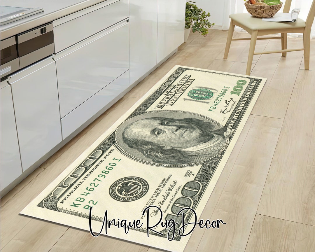 Benjamin Franklin 100 Dollar Bill Rug, Hundred Dollar Runner Rug, Bill ...