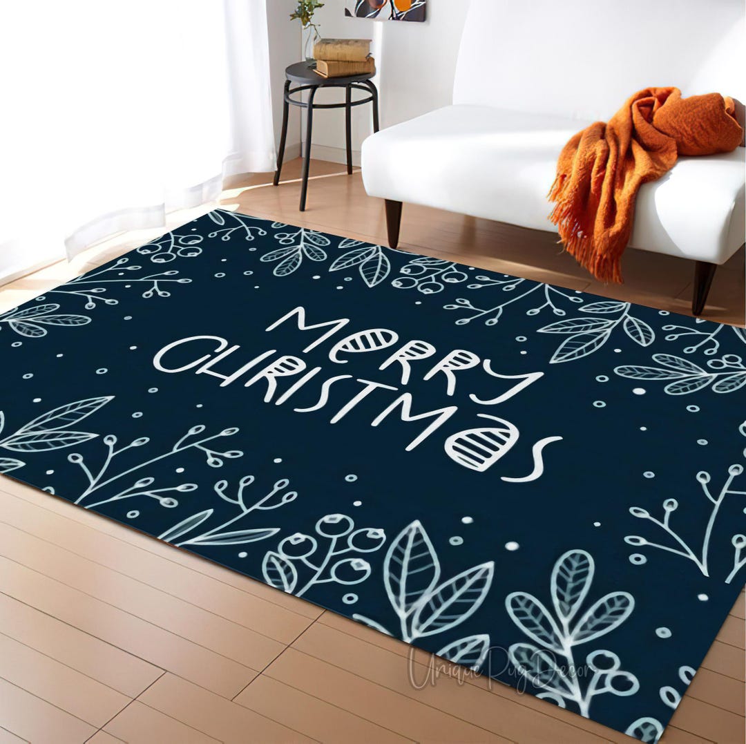 Merry Christmas Rug, Xmas Carpet, Christmas Decor, Noel Decor ...