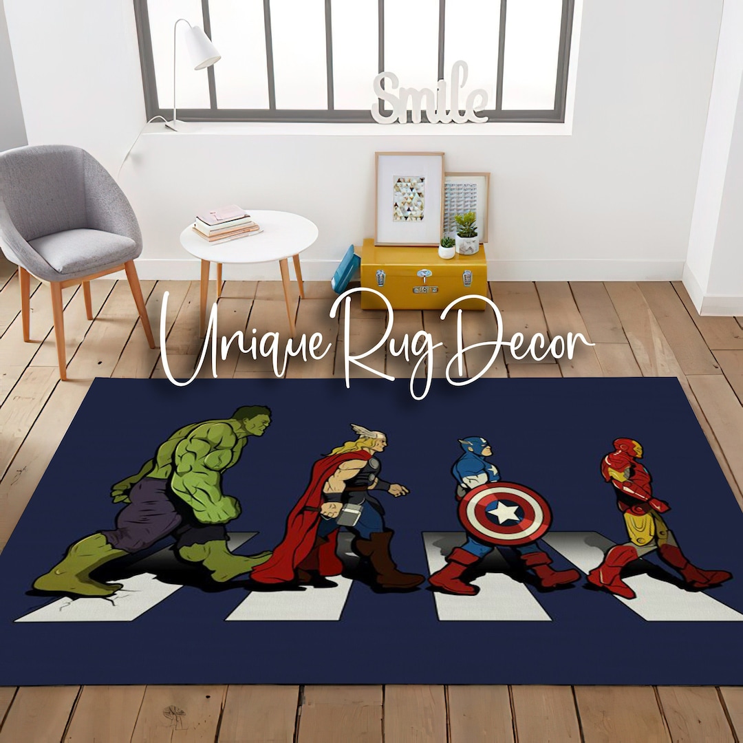 Avengers Rug, Superhero Marvel Rug, Ironman Carpet, Thor Mat, Captain ...