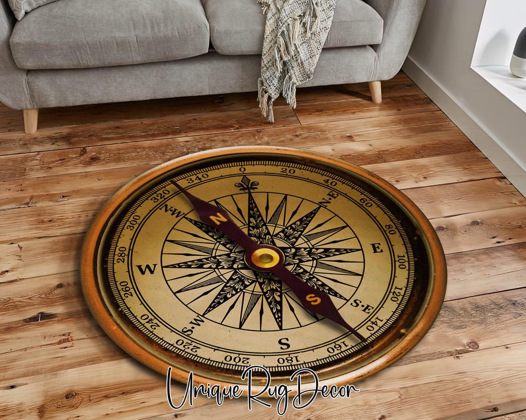 Compass Rose Rug: 3D Retro Medallion Carpet - Etsy