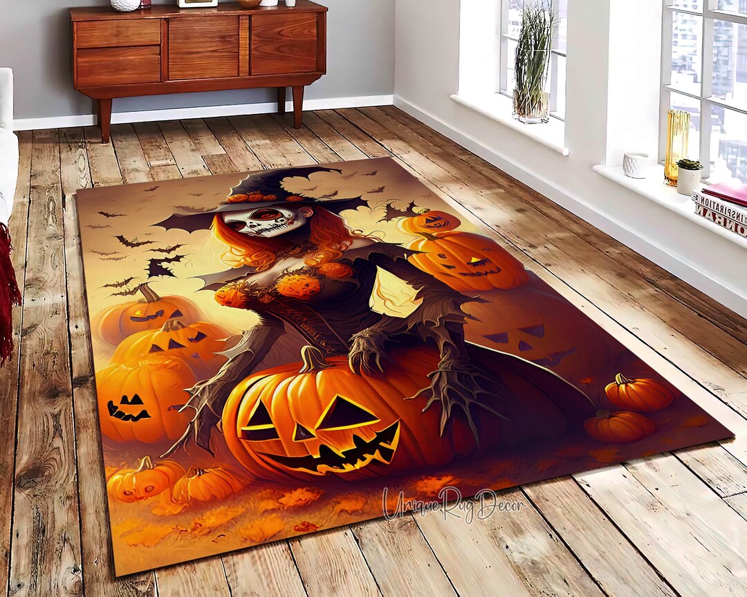 Scary Witch Themed Rug, Horror Carpet, Halloween Decor, Pumpkin Mat ...