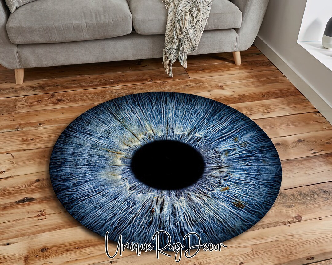 Blue Eyes Rug, 3D Eye Themed Carpet, Entrance Round Mat, Talisman Rug ...