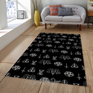 Satan Goat Rug, Gothic Room Carpet, Horror Black Mat, Devil Star Decor ...
