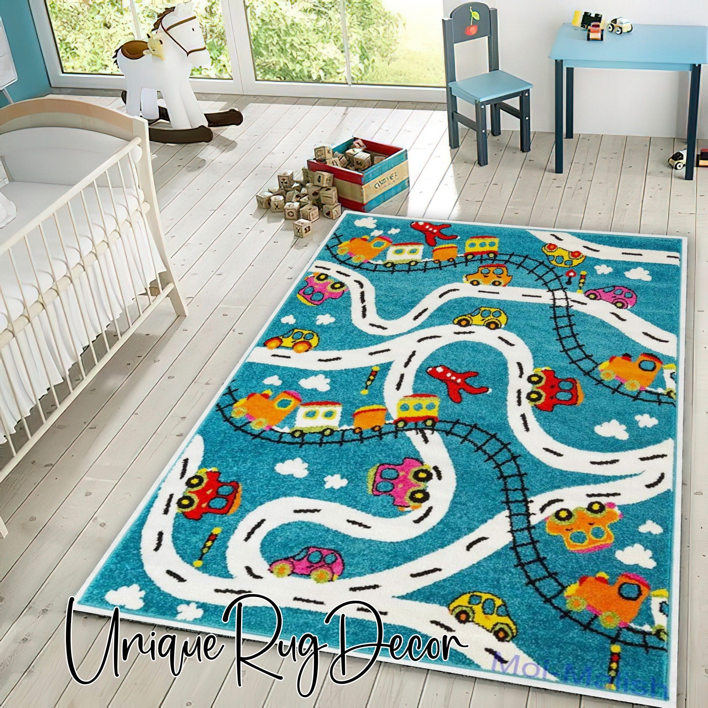 City Road Map Blue Rug for Kids Toddler Mat Baby Activity Mat Nursery Carpet Baby Boy Room Decor Etsy UK