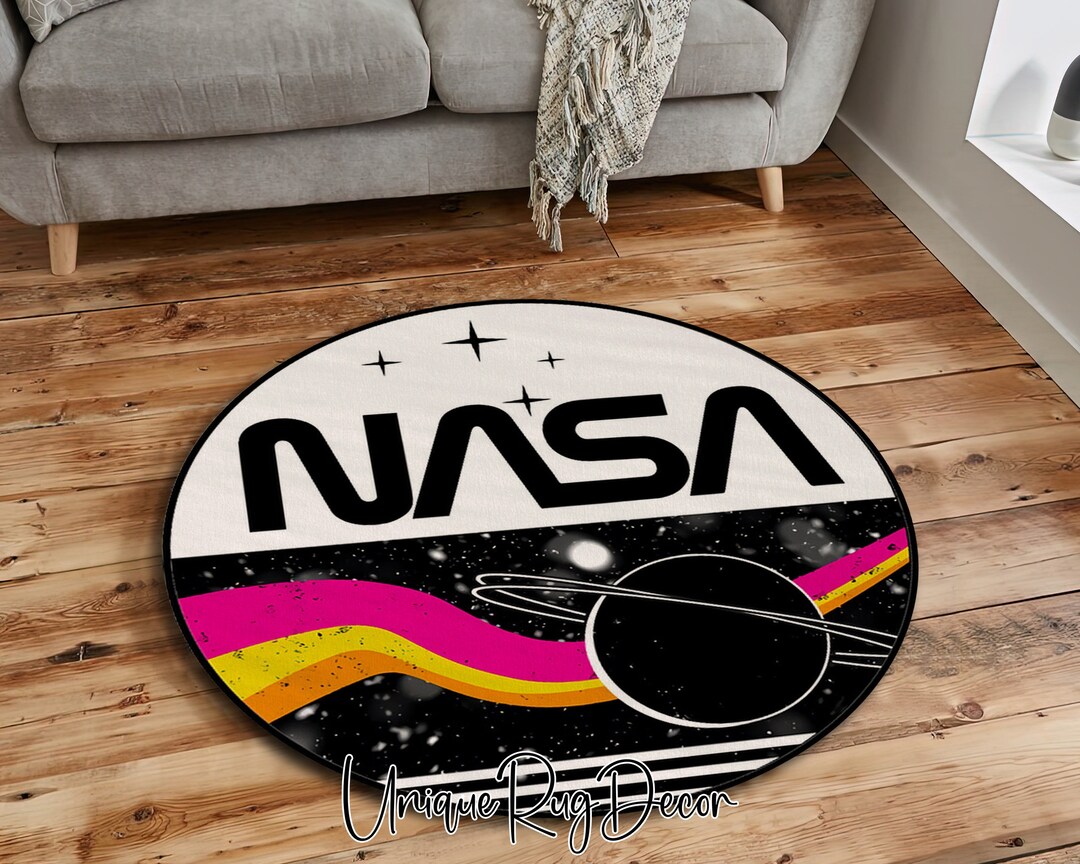 NASA Space Art Themed Children Room Nonslip Round Rug Galaxy - Etsy