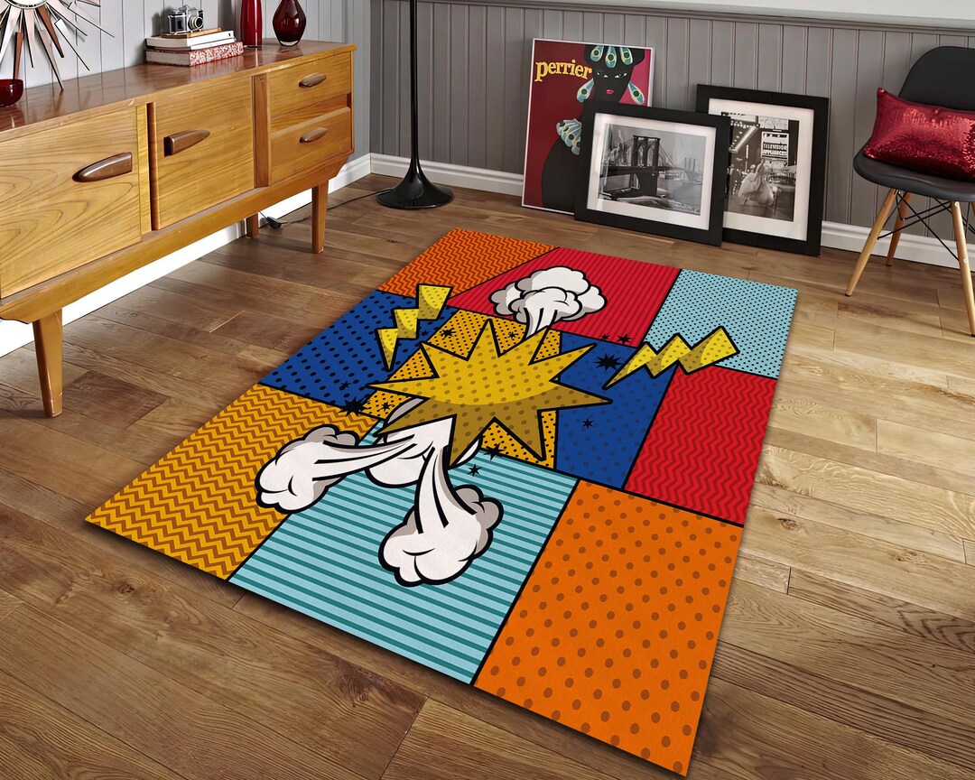 Modern Pop Art Rug Graphic Cartoon Carpet Explosion Print Area Rug ...