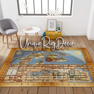 Hyrule Map Rug, Legend of Zelda Carpet, Game Room Decor, Popular Gaming ...