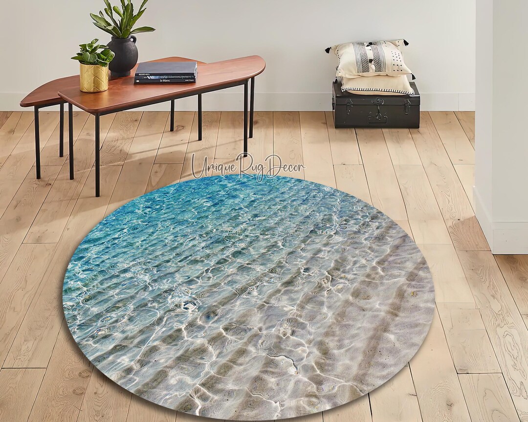 Beach Round Rug: Clear Water Surface, Nautical Ocean Mat - Etsy