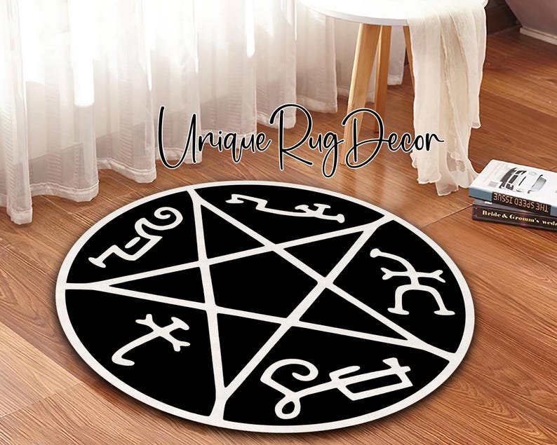 Supernatural Devil’s Trap Rug, Satan Symbol Pentacle Rug, Pentagram ...