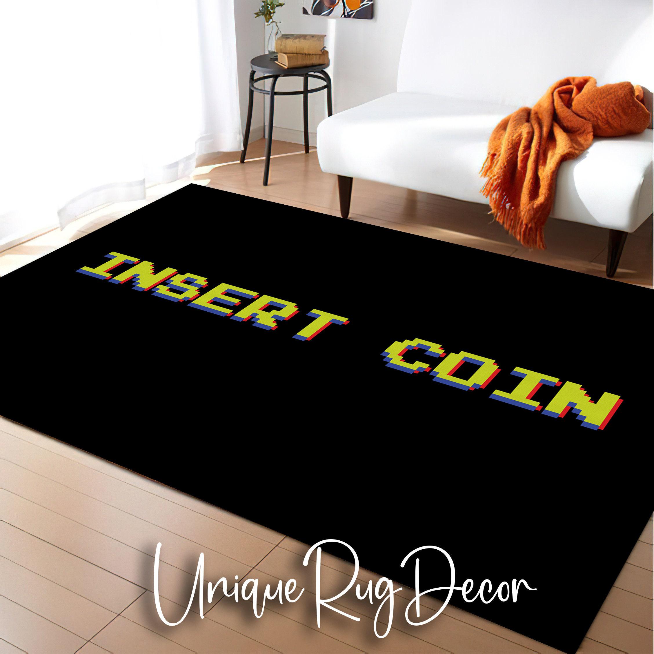 Insert Coin Pixel Art Rug: 90s Arcade Game Room Decor - Etsy