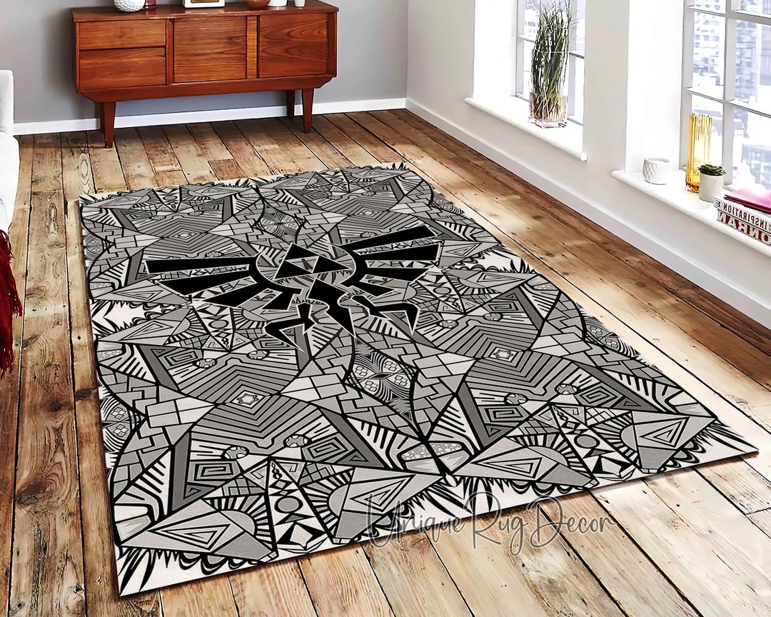 Black and White Zelda Symbol Rug, Zelda Art Rug, Gaming Decor, Game ...