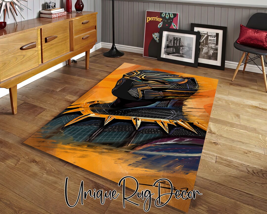 Black Panther Rug, Wakanda Mat, Cool Marvel Superhero Decor for Teenage ...