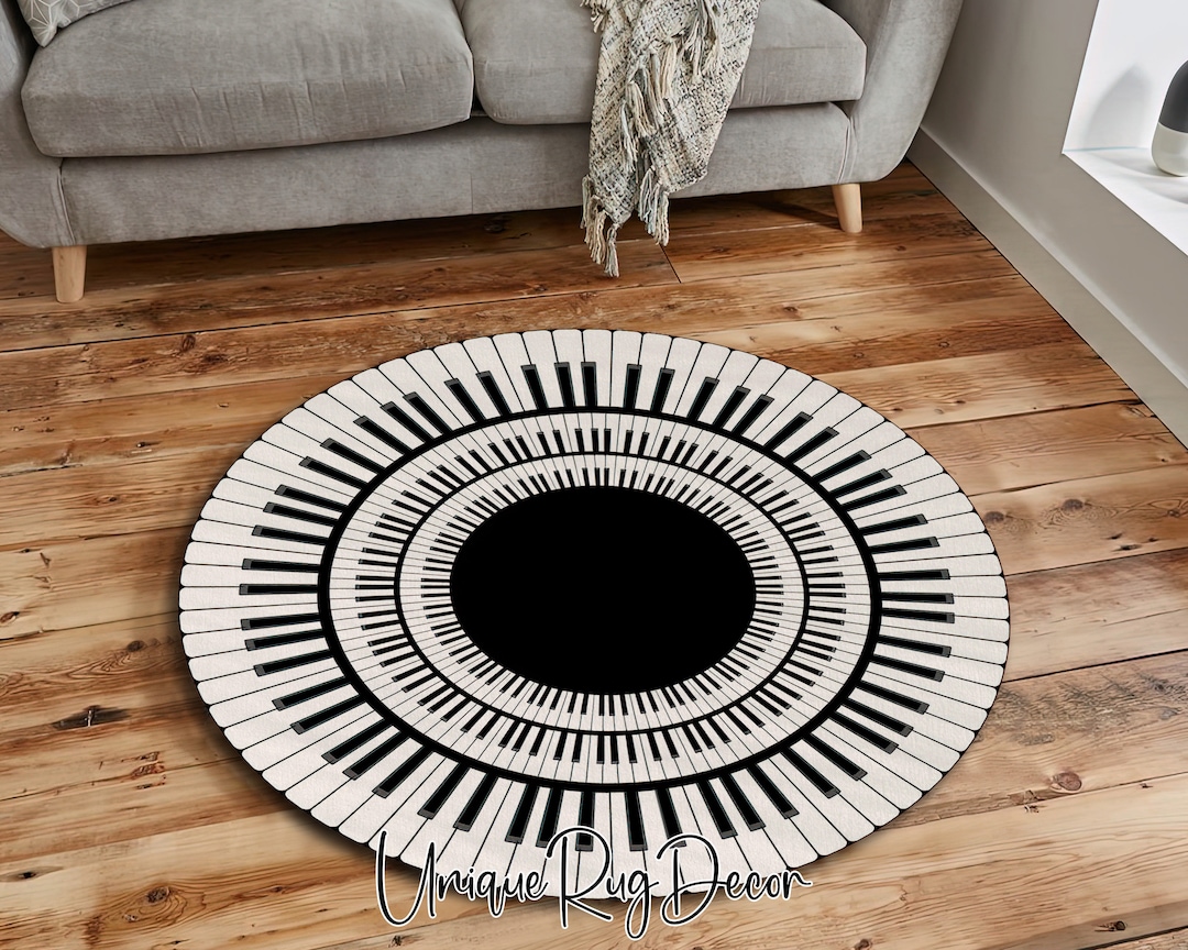 Decorative Pianist Chair Round Mat, Music Room Piano Rug, Stage Decor ...