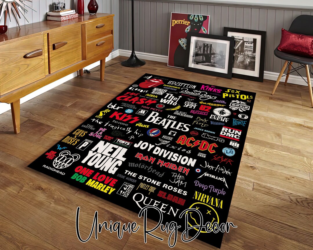 Famous Rock Band Logos Rug Teenage Room Music Mat Rock Album - Etsy