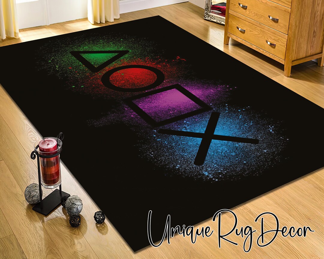 Game Controller Buttons Printed Gamer Room Carpet, Gaming Chair Mat - Etsy