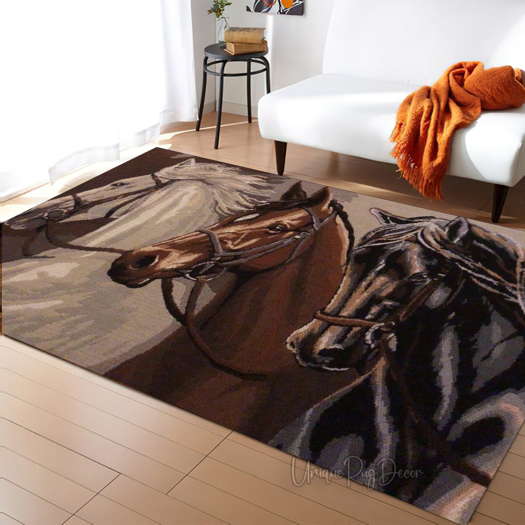 Horse Rug, Luxury Office Carpet, Picture Looking Horse Printed Mat ...