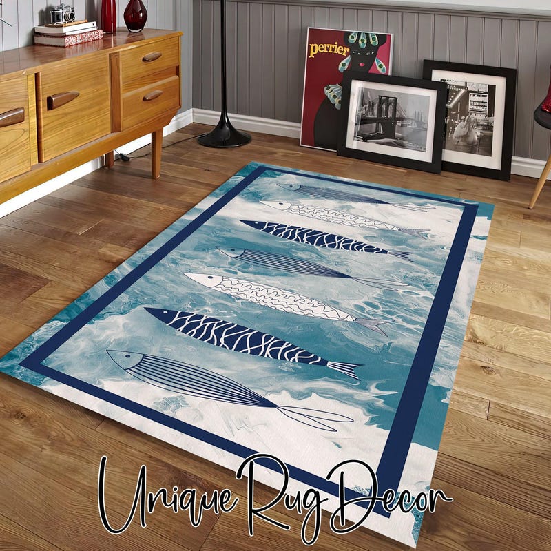 Blue Fish Carpet - Etsy UK